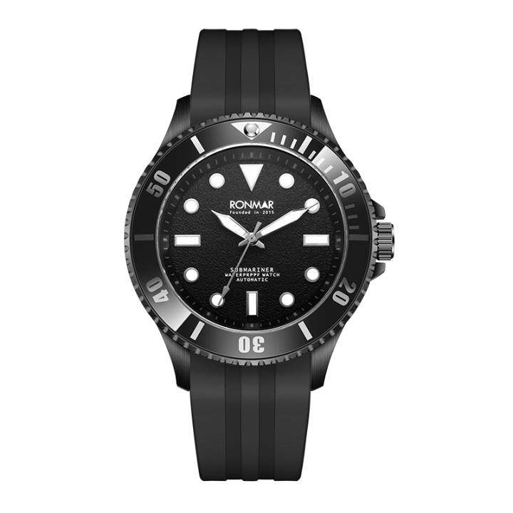 RONMAR-reloj de cuarzo para hombre, negro atornillable cronógrafo de ...