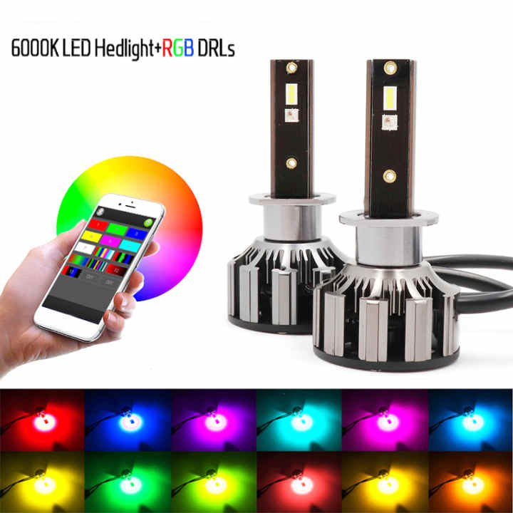 Kit de faros LED RGB H1 para coche, lámpara de bombilla multicolor ...