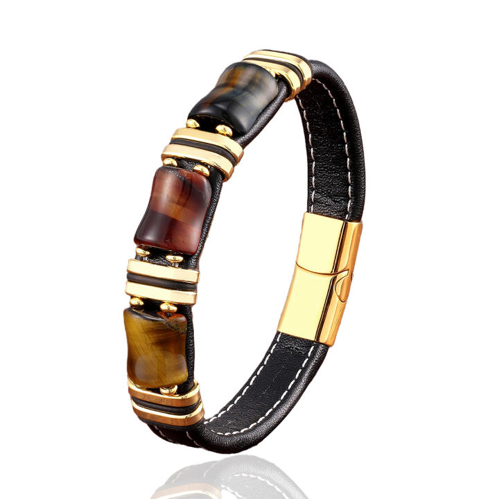 YANMIN-pulsera de ojo de Tigre con piedra Natural para hombre y mujer ...