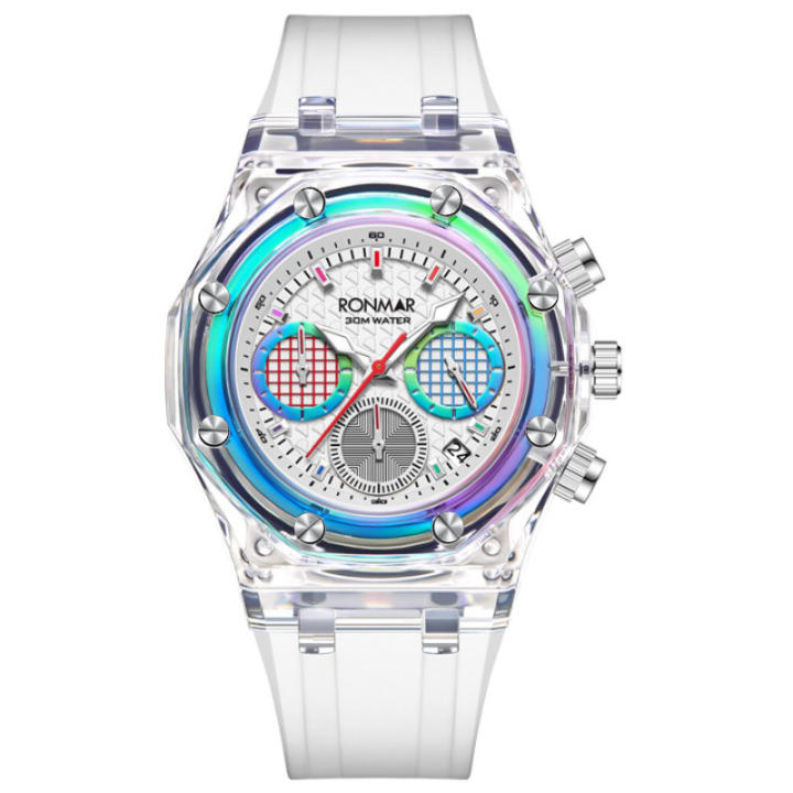 RONMAR-Reloj de pulsera para hombre, cronógrafo de cuarzo, colorido ...