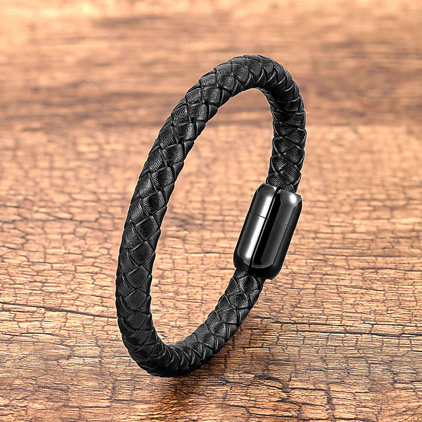 YANMIN-pulsera de cuero tejido de estilo clásico para hombre y mujer ...