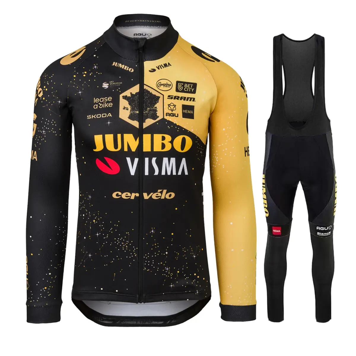 Conjunto de ropa de ciclismo del equipo Jumbo Visma, Jersey de manga ...