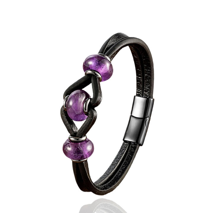 YANMIN-pulsera redonda de piedra de cristal Natural para mujer, cadena ...