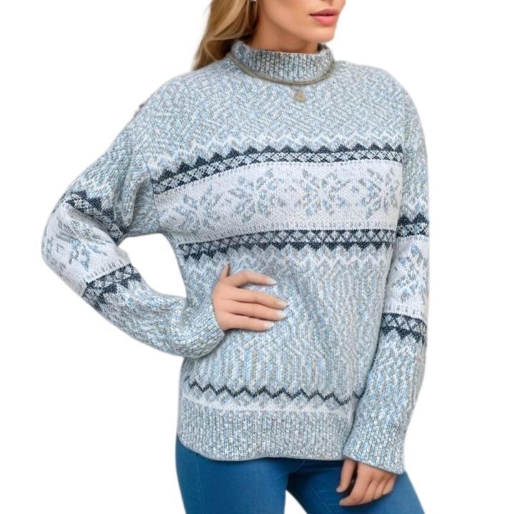 Suéter de Cuello medio alto de copo de nieve suave para mujer, suéter ...