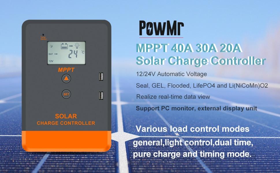 PowMr-controlador de cargador Solar MPPT, regulador de Panel Solar de ...