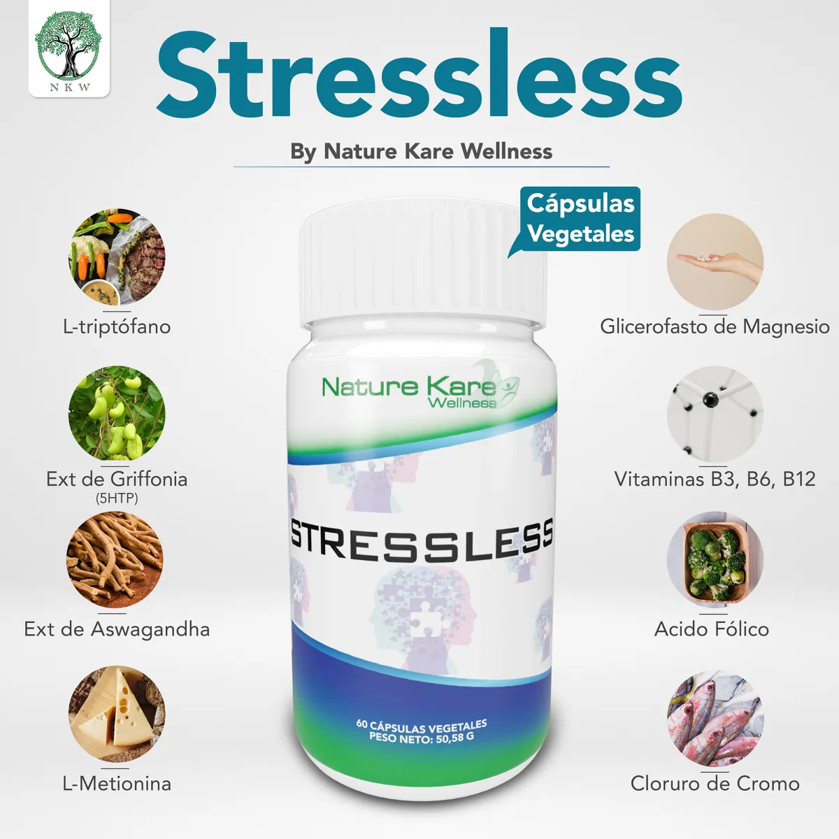 Nature Kare Wellness Pastillas Antiestres Adultos | Triptofano con ...